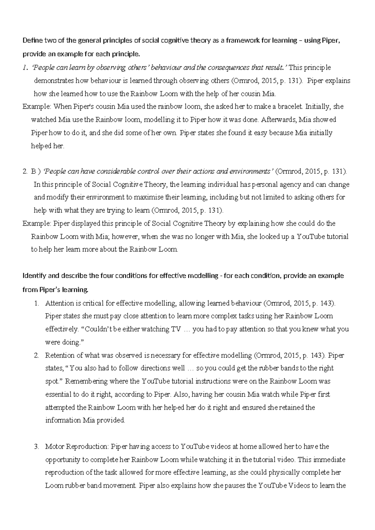 EDUC 121 Assignment 3 2024 - Define two of the general principles of ...