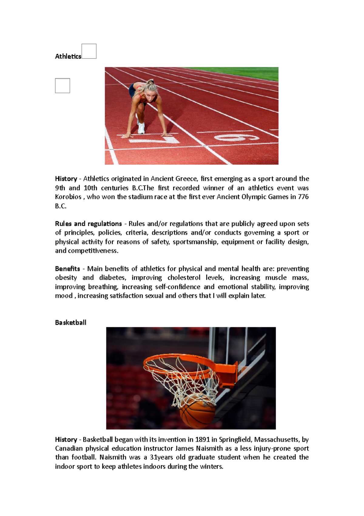 Athletics - examples - Athletics History - Athletics originated in ...