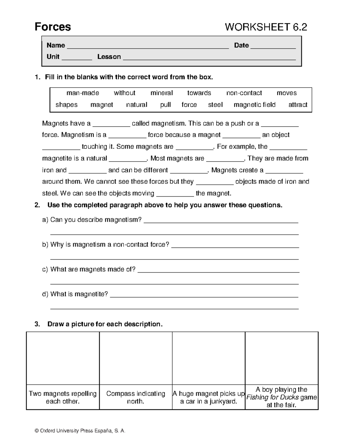 NS4 nac forces worksheet 6 2 - Forces WORKSHEET 6. © Oxford University ...