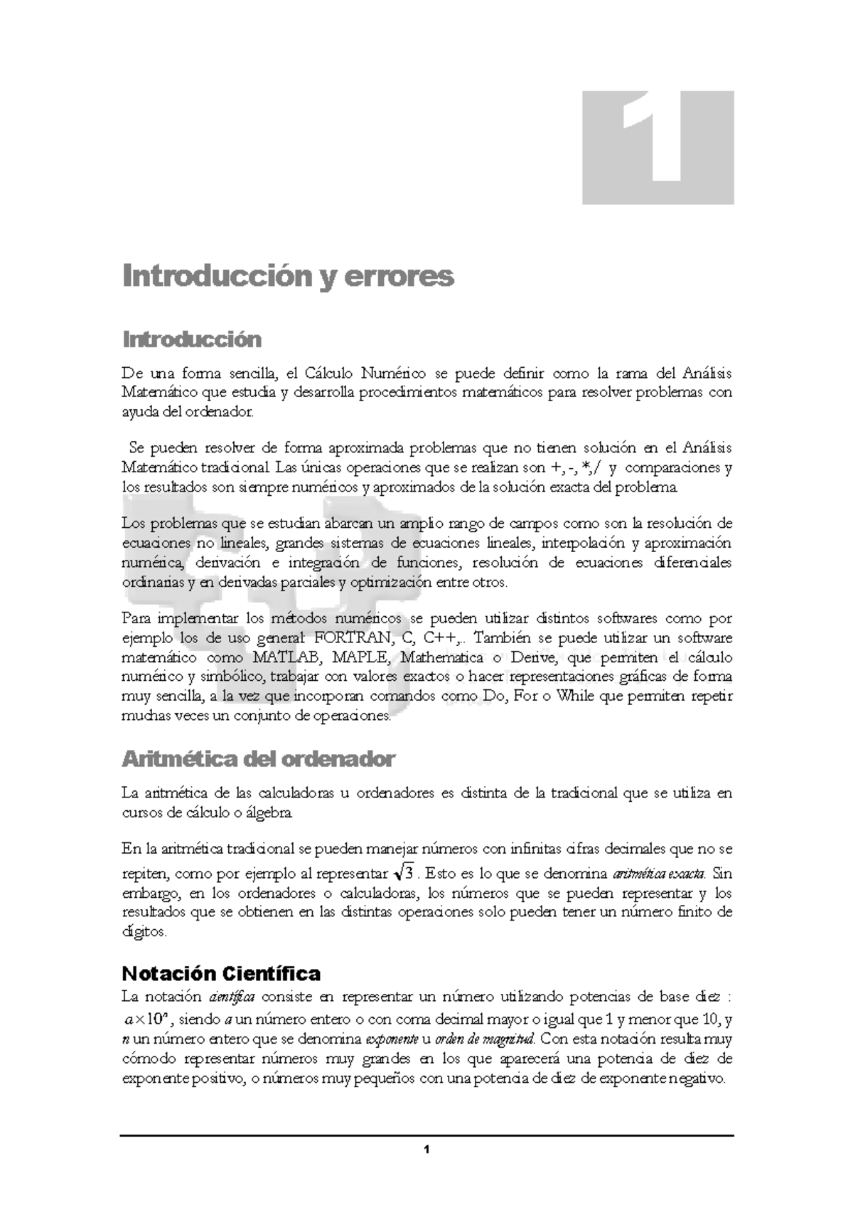 Tema1 teoria del error - Introducción y errores Introducción De una ...