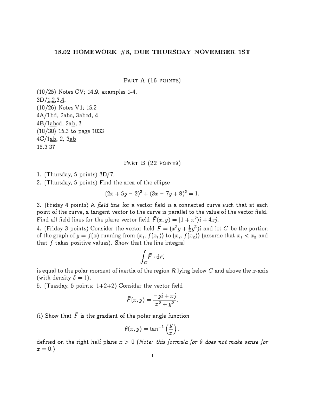 H8 - First homework set - 18 HOMEWORK #8, DUE THURSDAY NOVEMBER 1ST ...