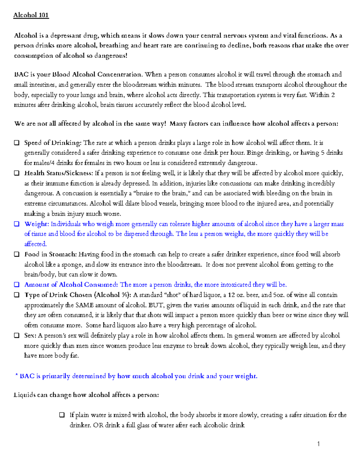 [Template] Day 3 Learning Activity Alcohol 101 - Alcohol 101 Alcohol is ...