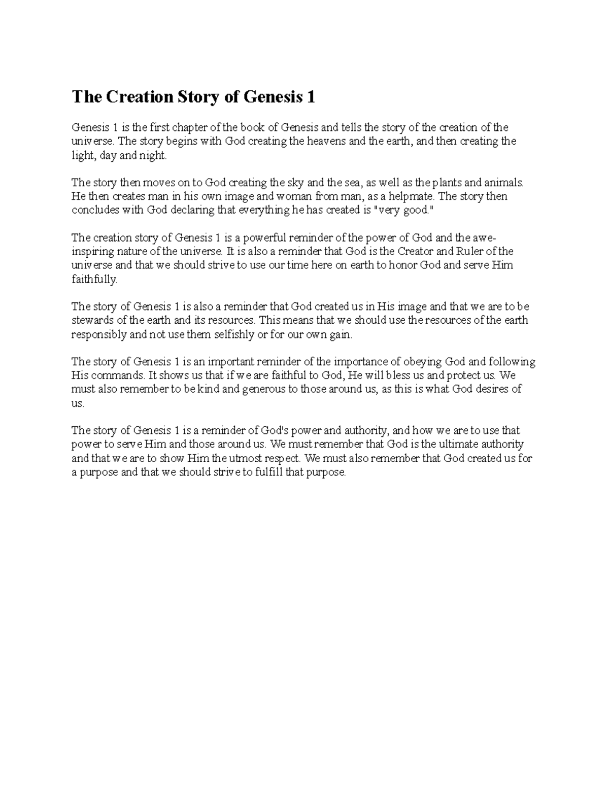 The Creation Story of Genesis 1 - The story begins with God creating ...