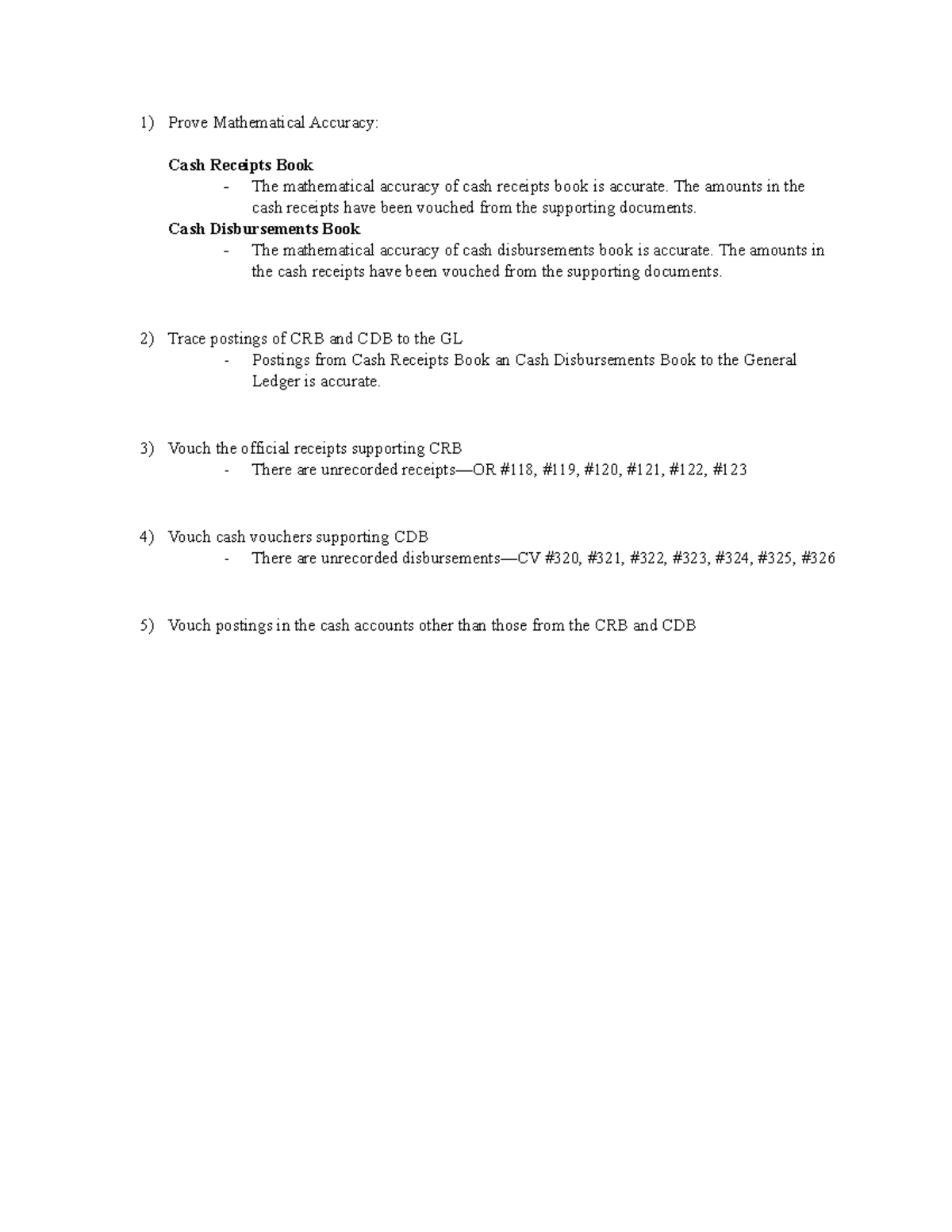 Audit of Cash - Prove Mathematical Accuracy: Cash Receipts Book - The ...