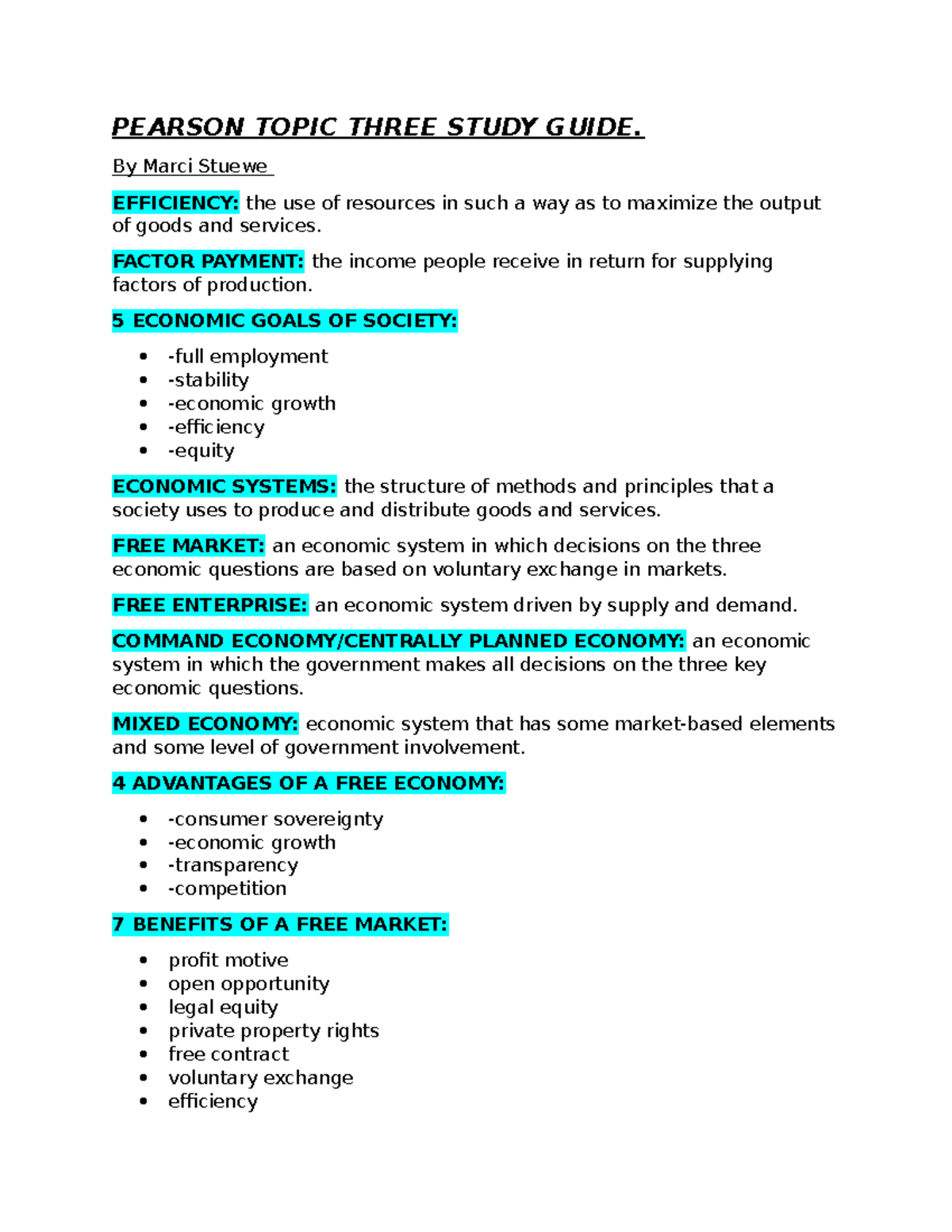 Pearson Topic 3 Study Guide - PEARSON TOPIC THREE STUDY GUIDE. By Marci ...