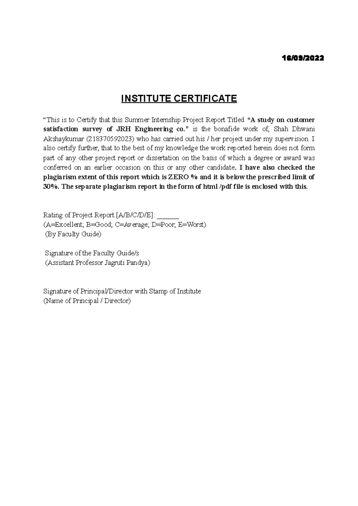 SIP Certificate - you will get from it - 16/09/ 2022 INSTITUTE ...