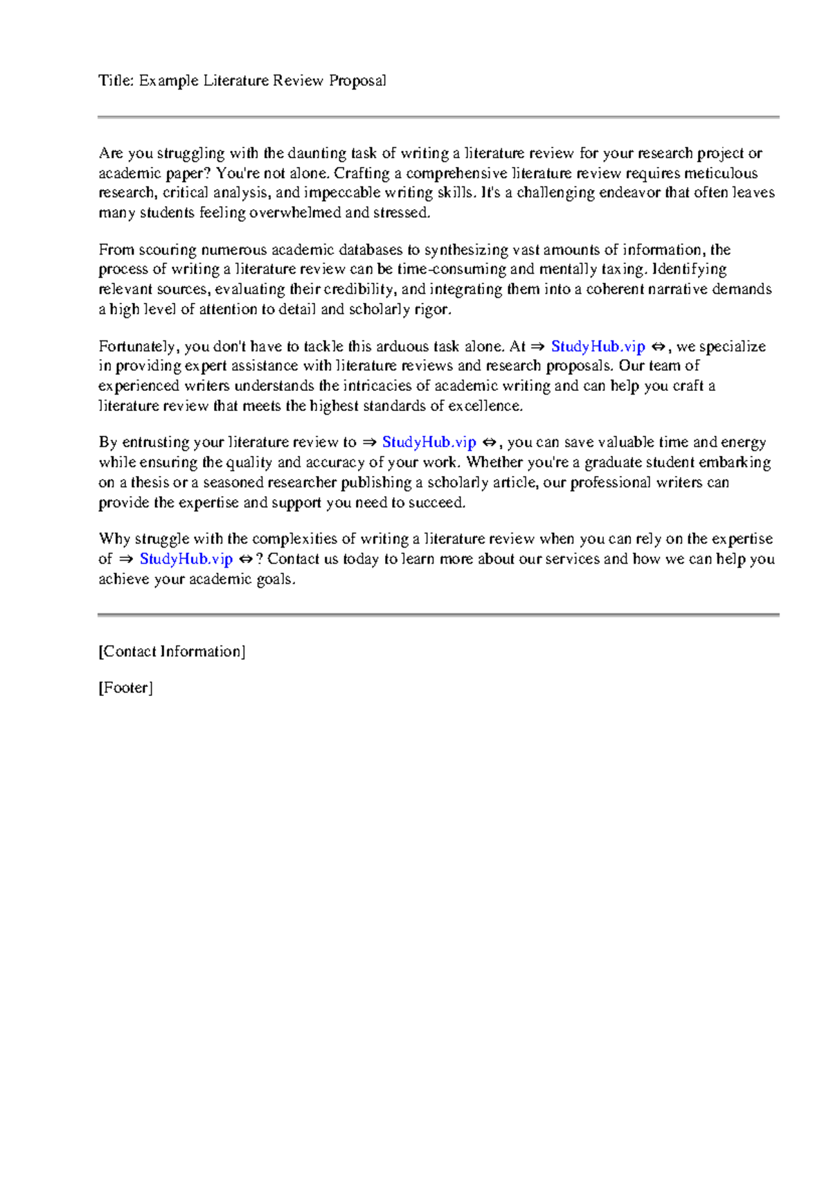 Example Literature Review Proposal - Crafting a comprehensive ...