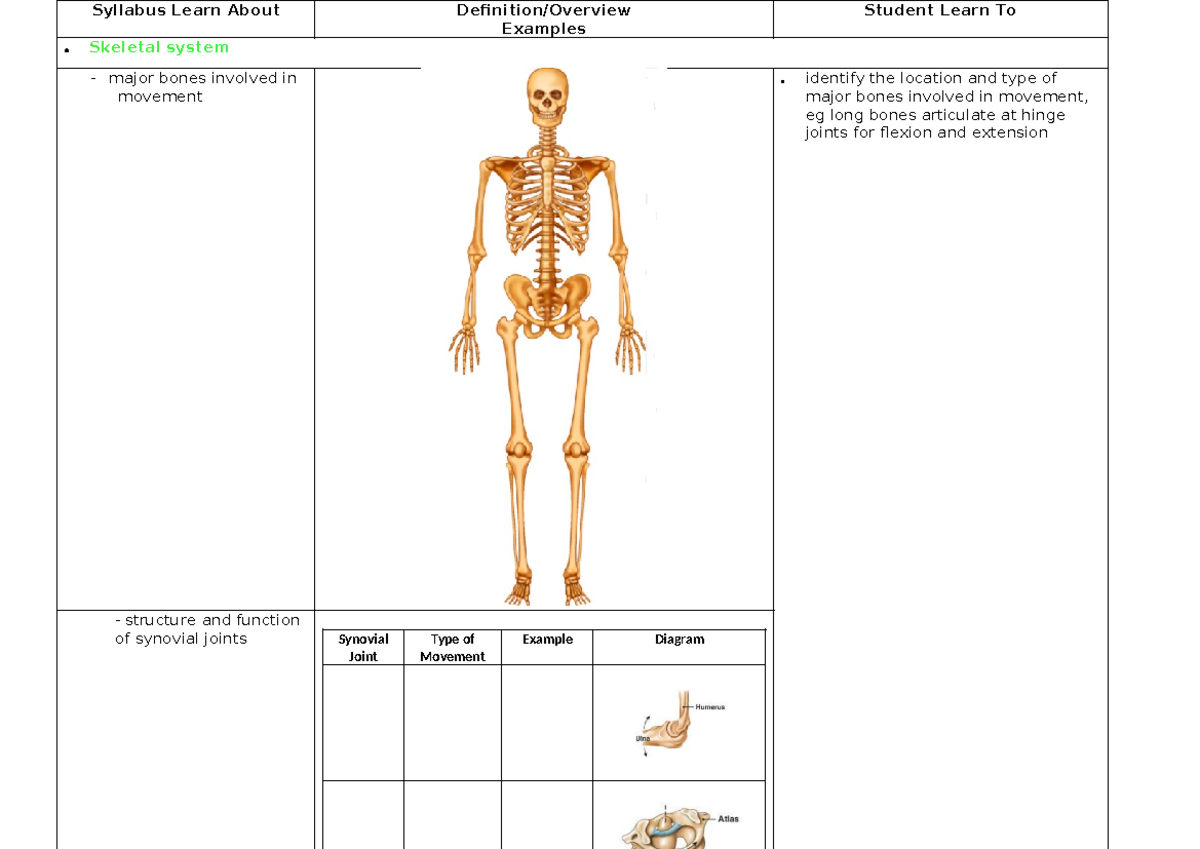Recall Table Body In Motion - Syllabus Learn About Definition/Overview ...