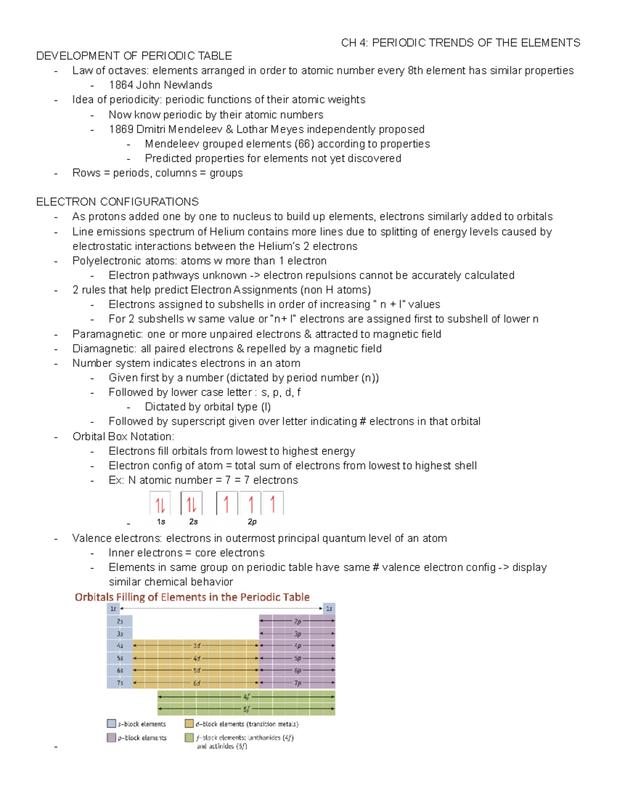 Ch 4 Periodic Trends of the Elements - DEVELOPMENT OF PERIODIC TABLE ...