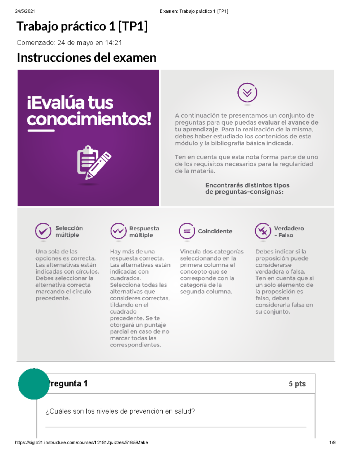 Examen Trabajo pr+íctico 1 [TP1] Legal Opcion 2 - Trabajo práctico 1 [TP1] Comenzado: 24 de mayo ...