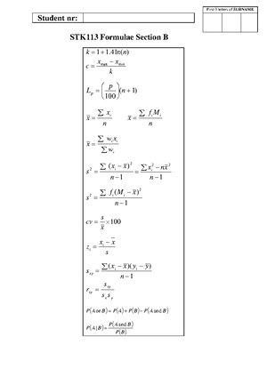 Normal tables - STK 113 - UP - Studocu