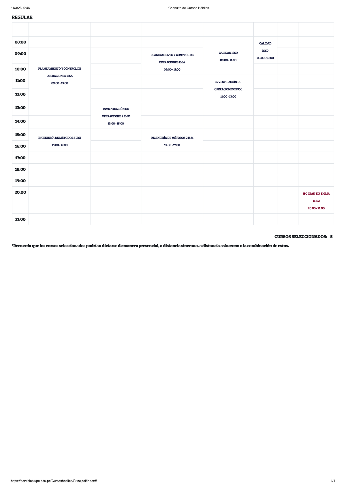 Posible horario 1 - 11/3/23, 9:46 Consulta de Cursos Hábiles - Studocu
