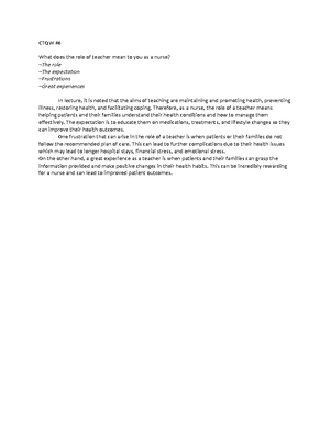 CTQW 05 - Critical Thinking Quick Write - CTQW #5 Question: In conflict ...