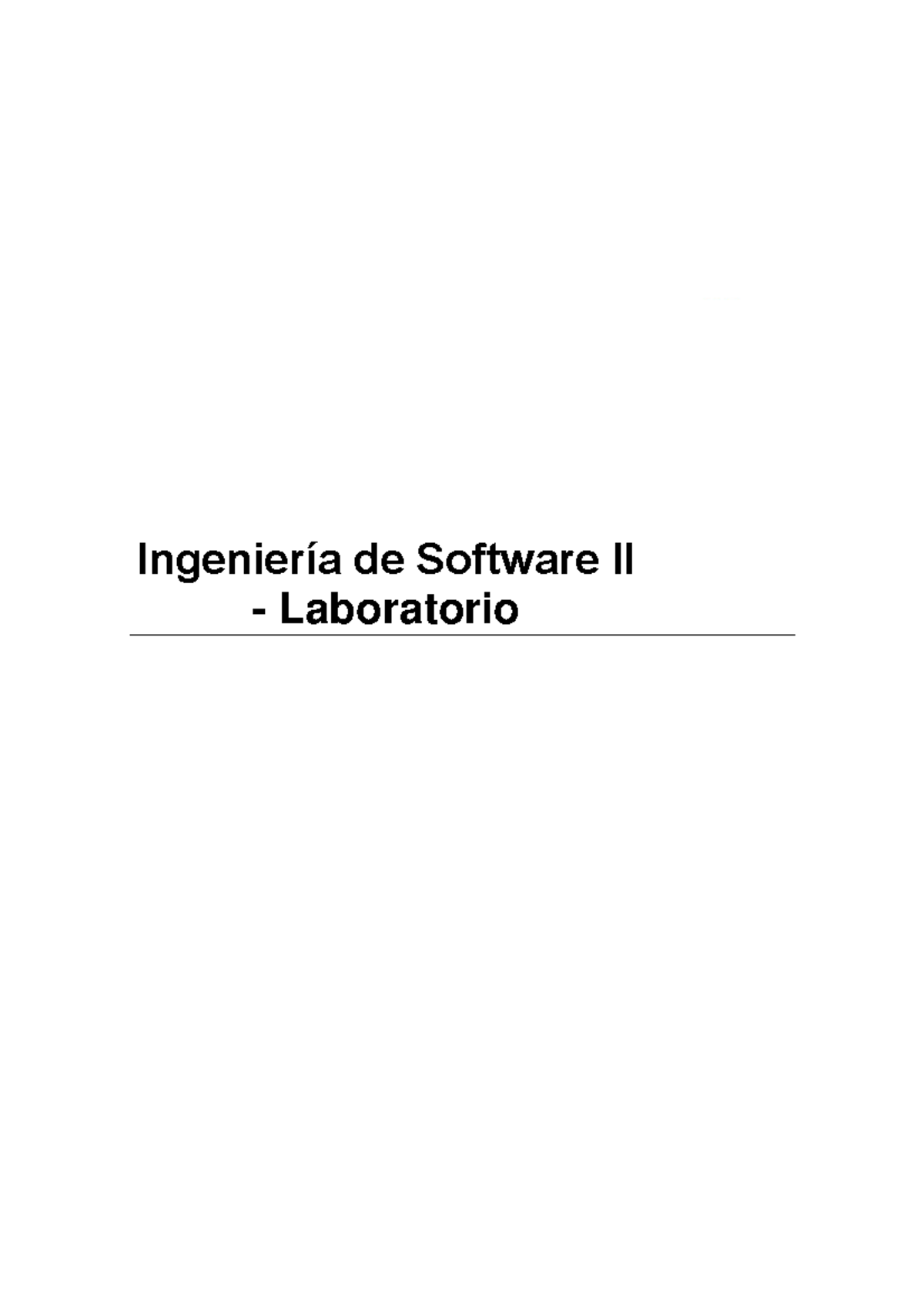 Ingeniería de Software II - Laboratorio - - Studocu
