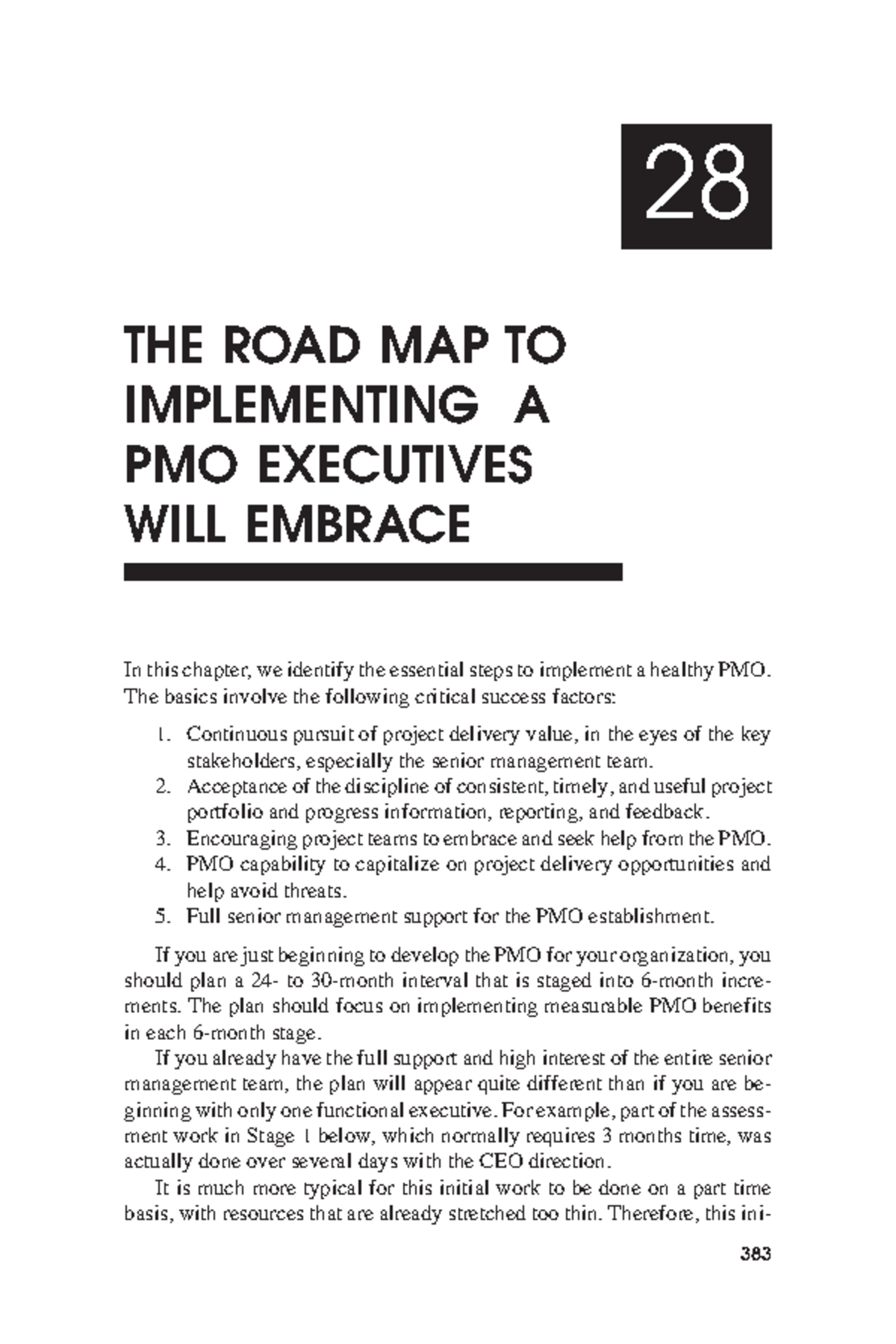 Chapter 28 - The Road Map to Implementing a PMO Executives Will Embrace ...