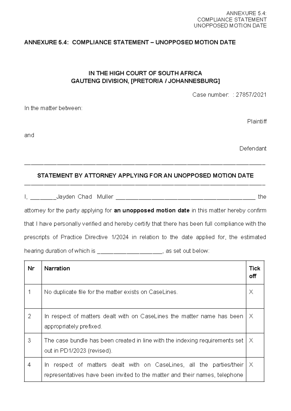 Annexure-5 - Caselines and courtonline - ANNEXURE 5: COMPLIANCE ...