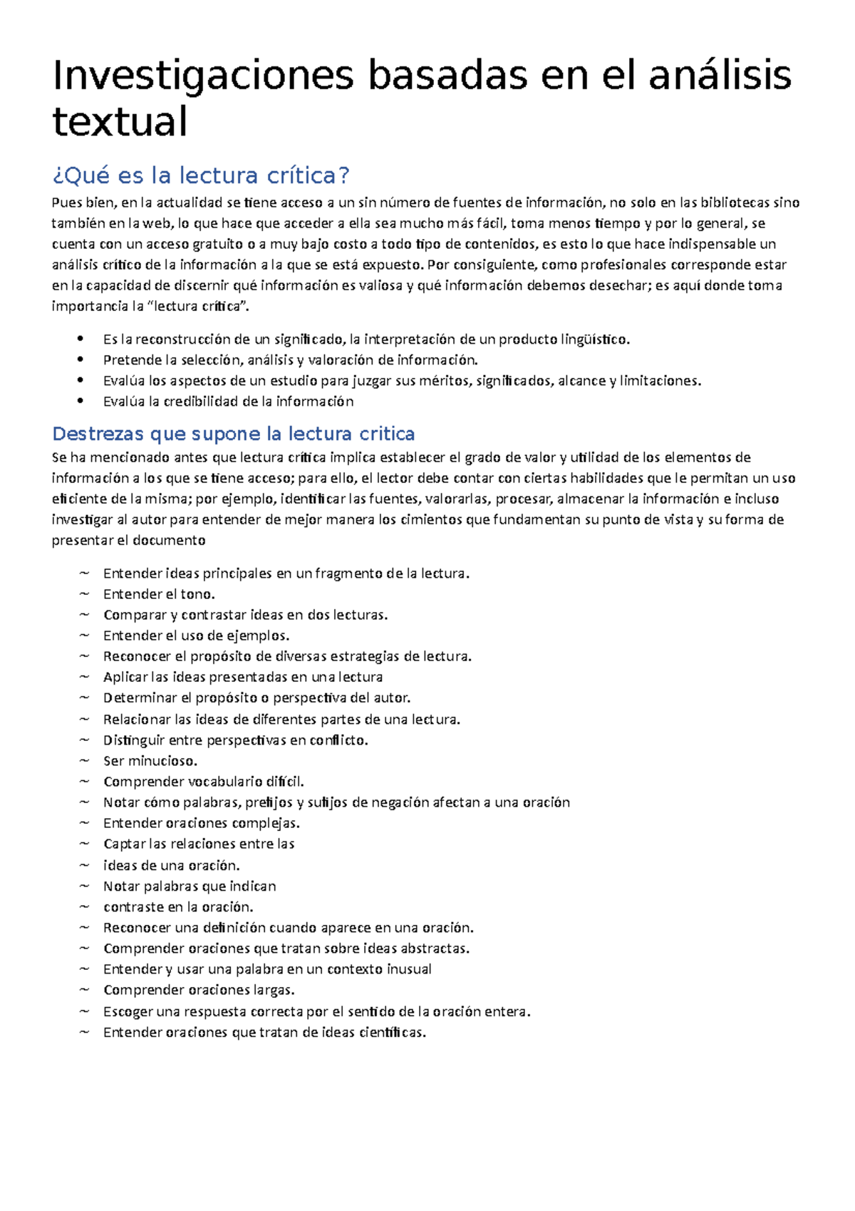 Semana 1 M - Investigaciones basadas en el análisis textual ¿Qué es la ...