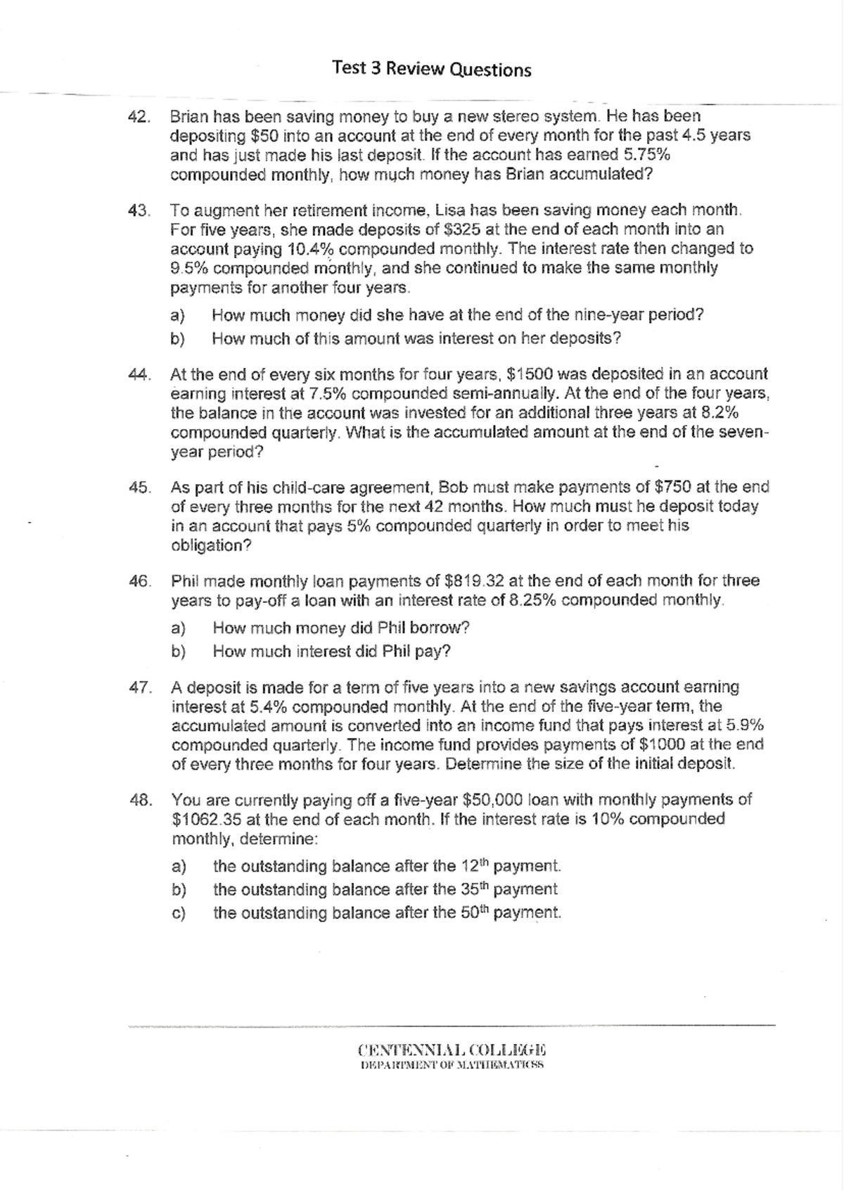 Test 3 Review Questions - MATH-119 - Studocu