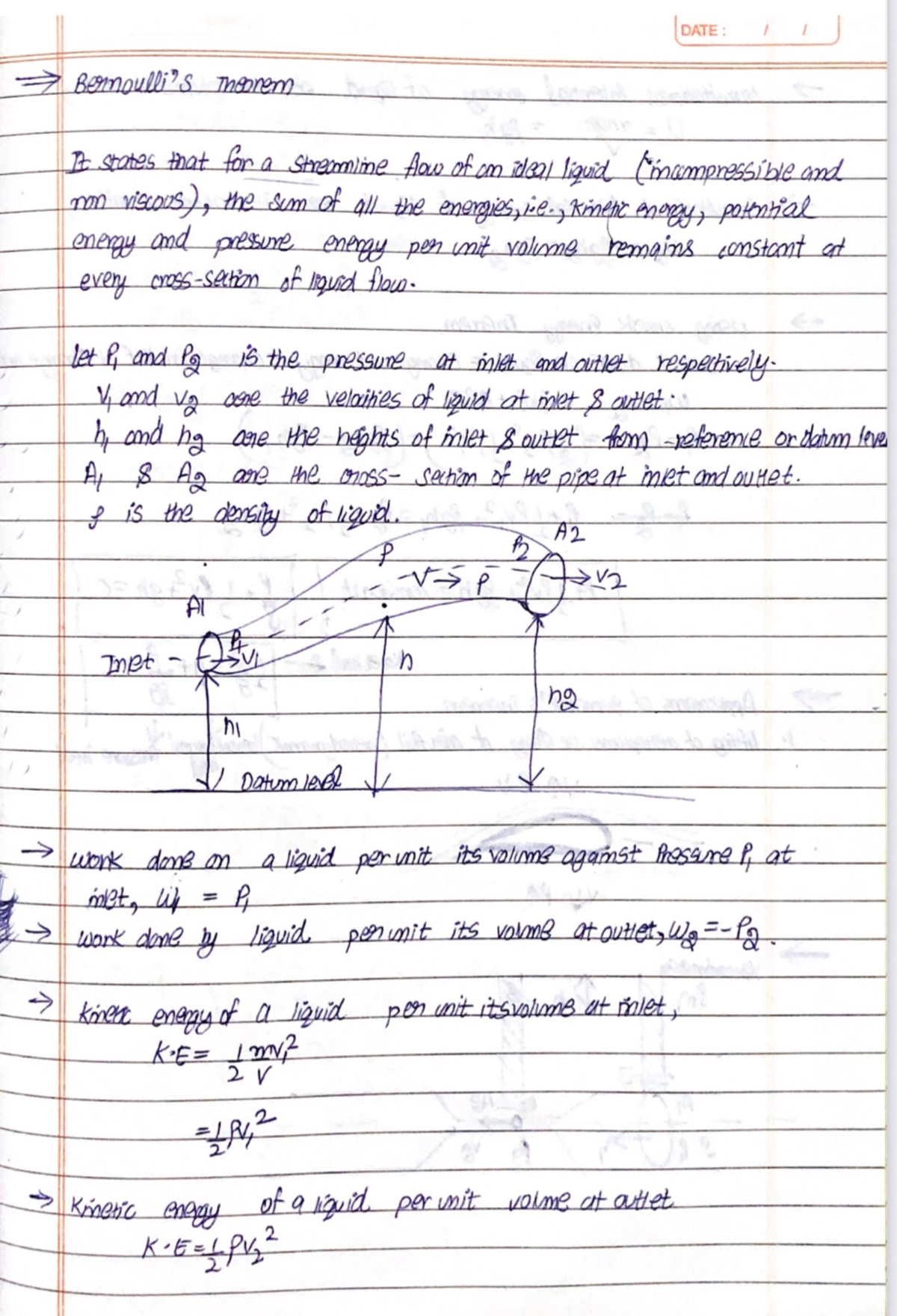 Bernoulli's Theorem - Physics Class 11th - SCI8012 - Studocu