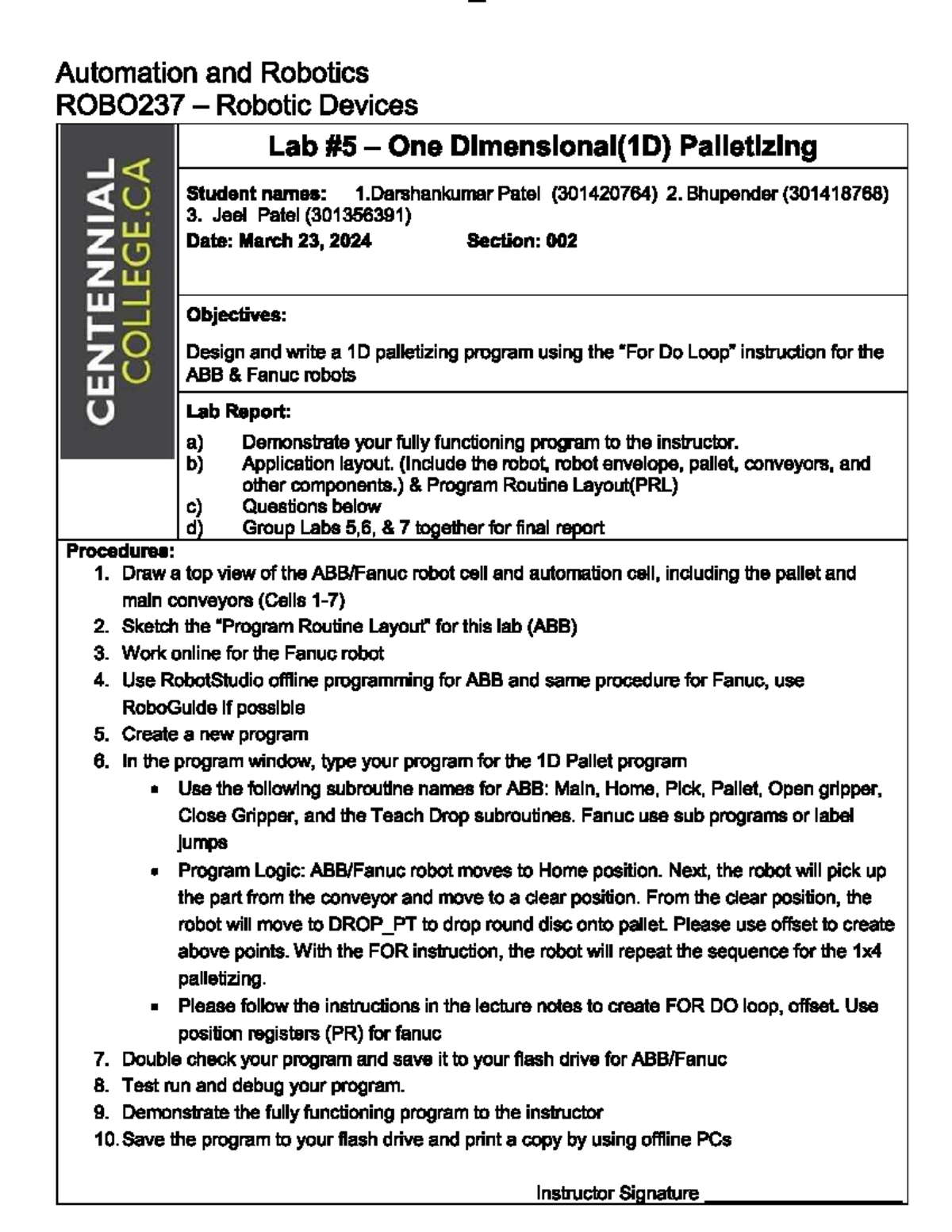 LAB 5-6-7 ROBO 237 - ROBO237 - Studocu