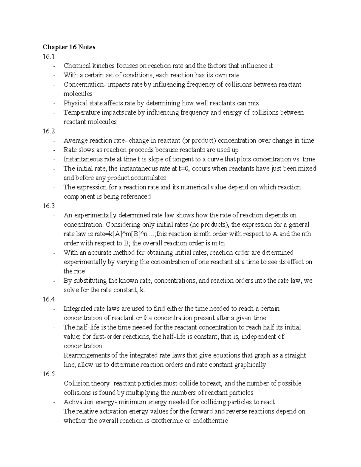 General Chem 2- CH. 16-17 Notes - Chapter 16 Notes 16. - Chemical ...