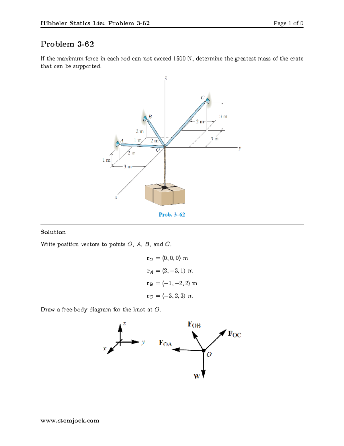 Hibbeler S 14e Ch3p62 - Hibbeler Statics 14e: Problem 3-62 Page 1 of 0 Problem 3- If the maximum ...