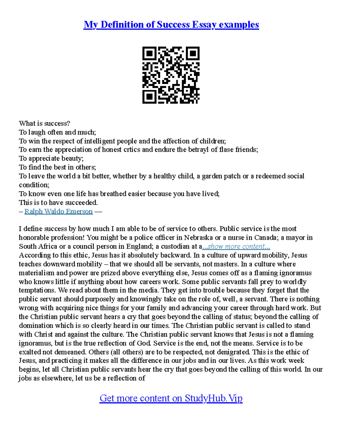 Essay Of Success - My Definition of Success Essay examples What is ...