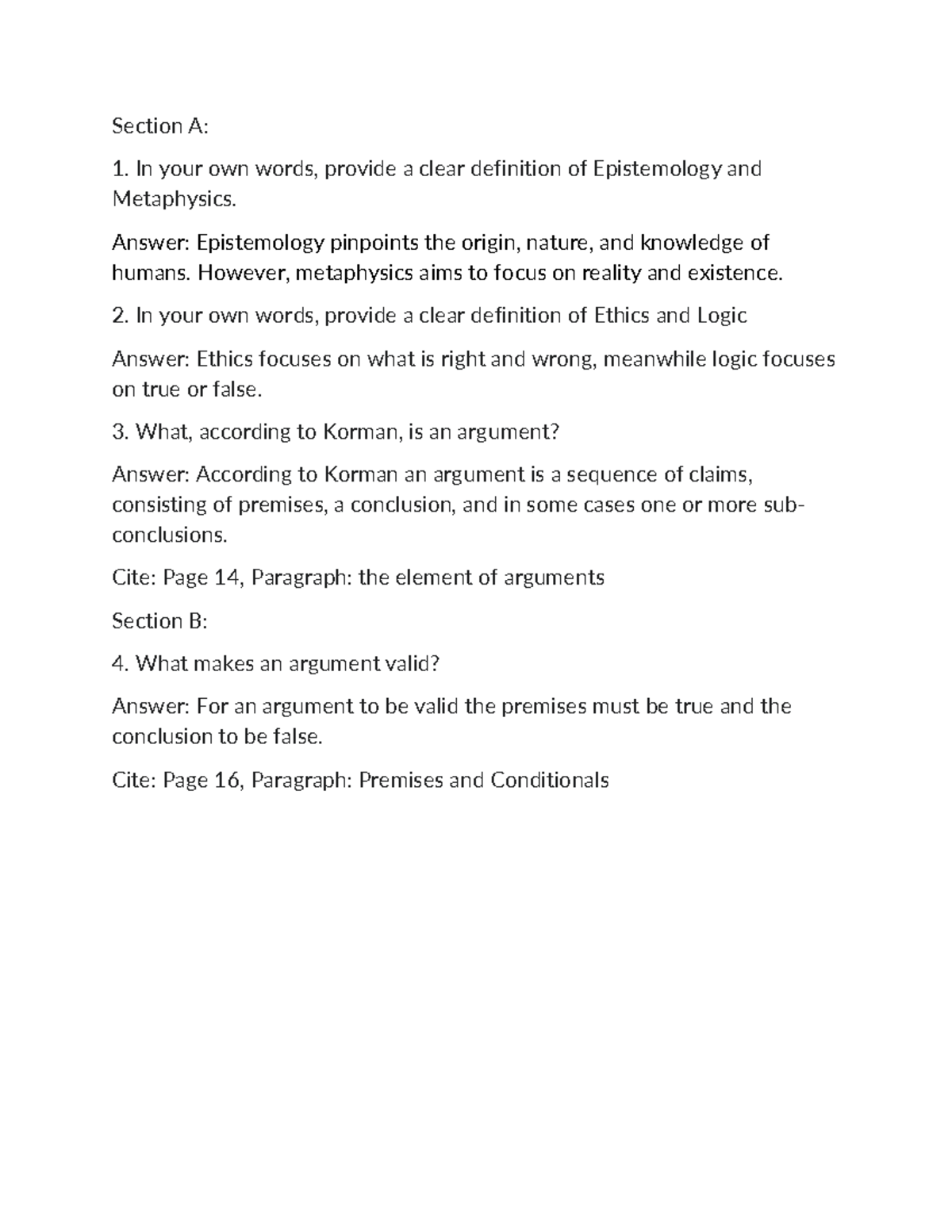 Reading Questions 3 - Section A: In your own words, provide a clear ...