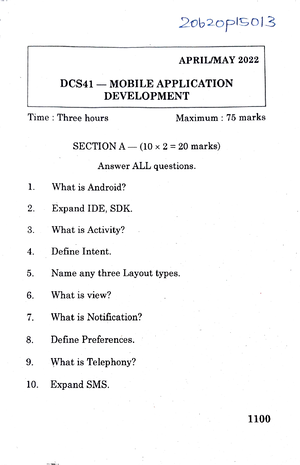 Stmodel - Study material - Maximum marks: SECTION –A (10 x 2 = 20 Marks ...