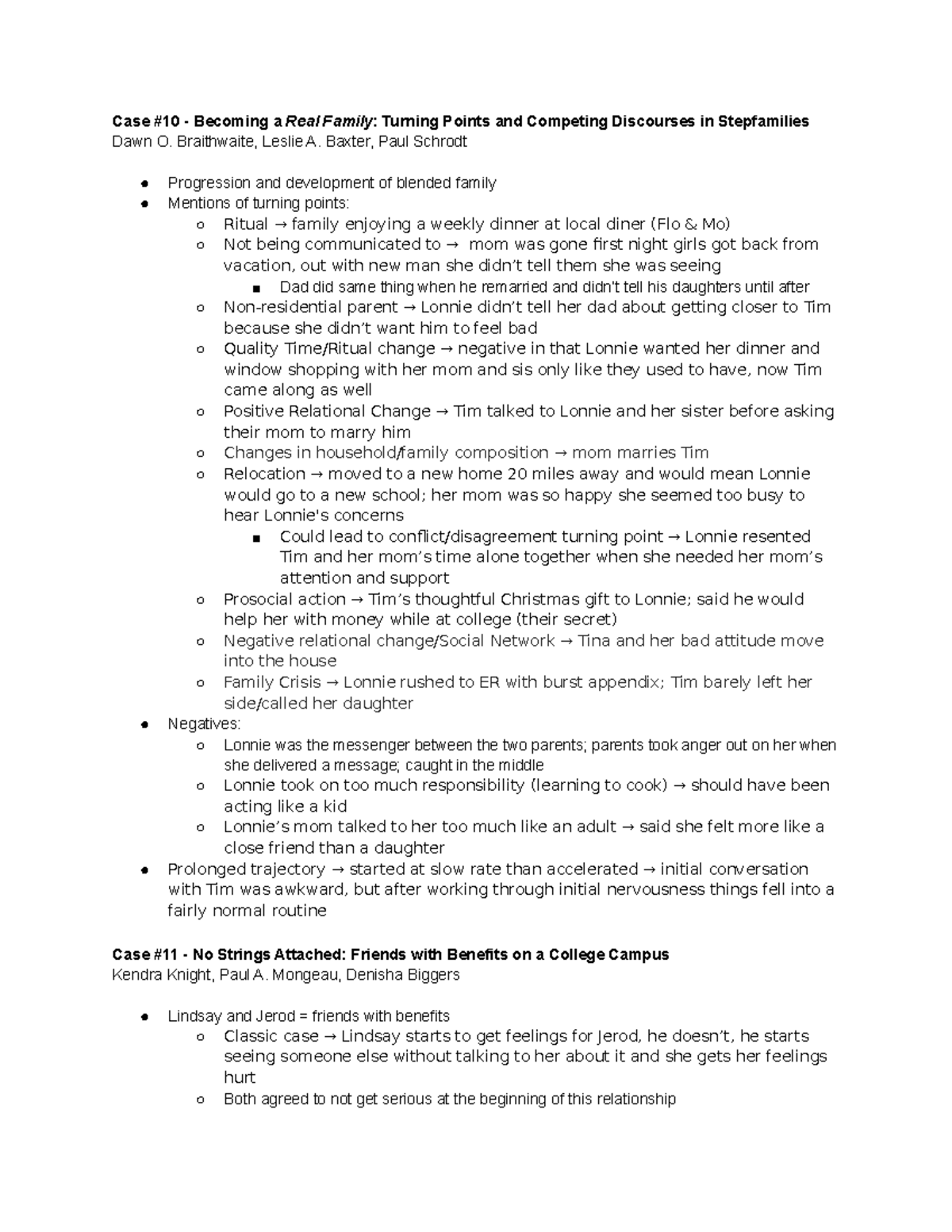 Case Study Notes - Class 3 - Case #10 - Becoming a Real Family: Turning ...