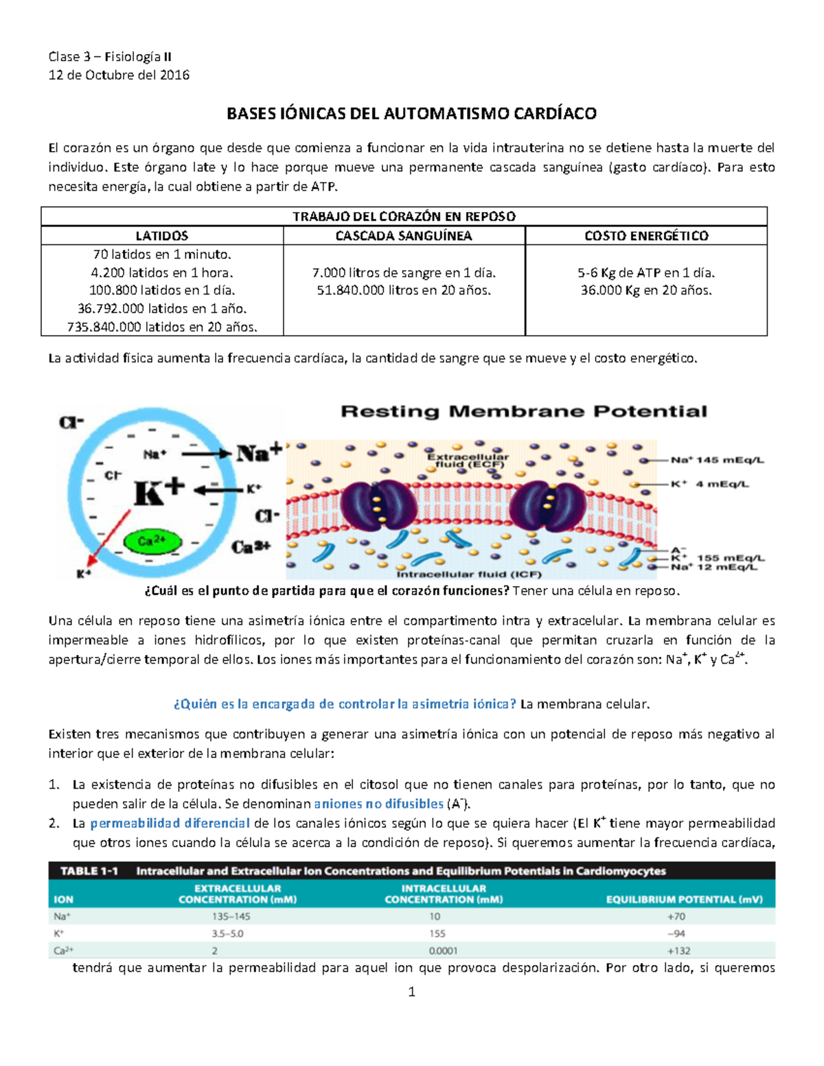 3. Clase 3 FisiologíA II - 12 de Octubre del 2016 BASES IÓNICAS DEL ...