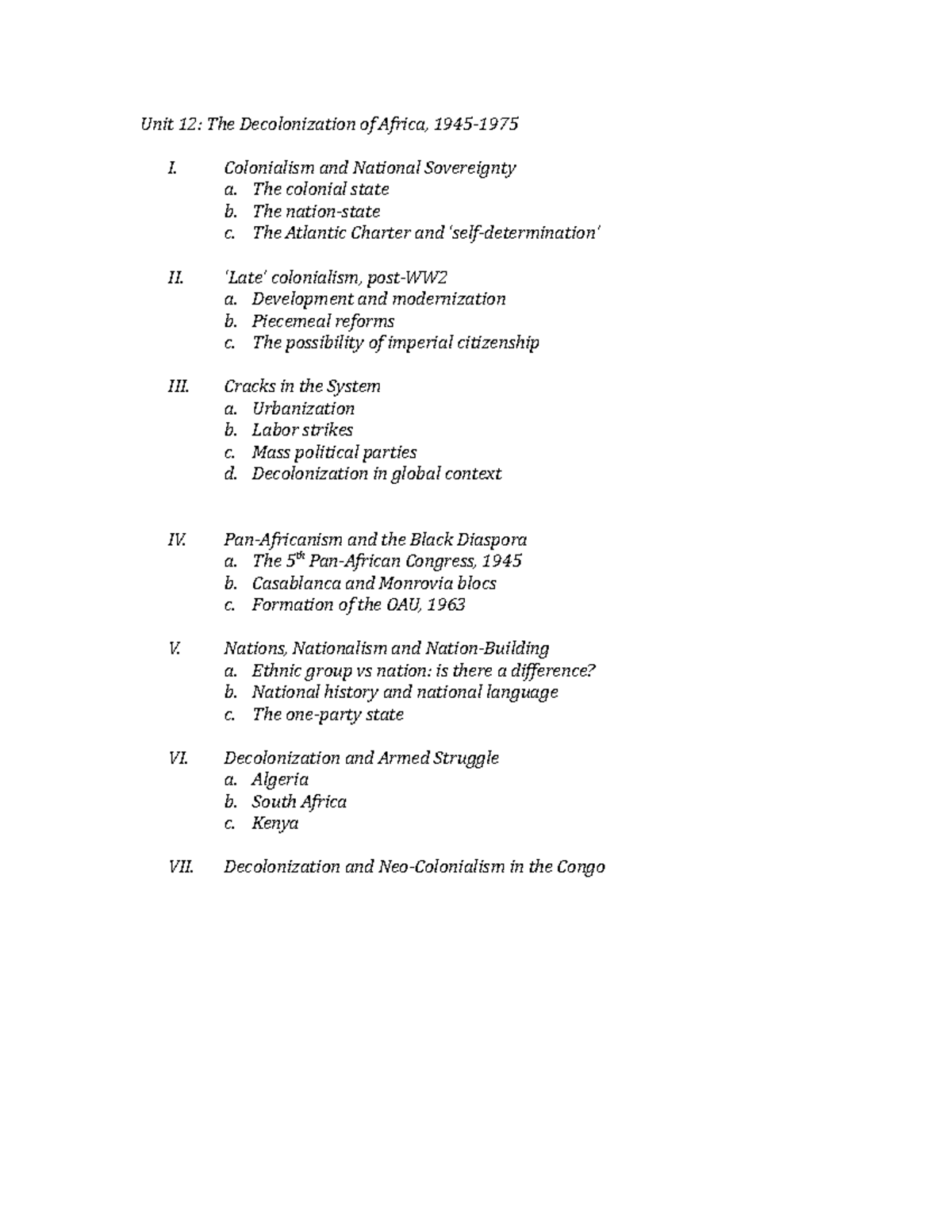 The Decolonization of Africa 1945-1975 - Unit 12: The Decolonization of ...