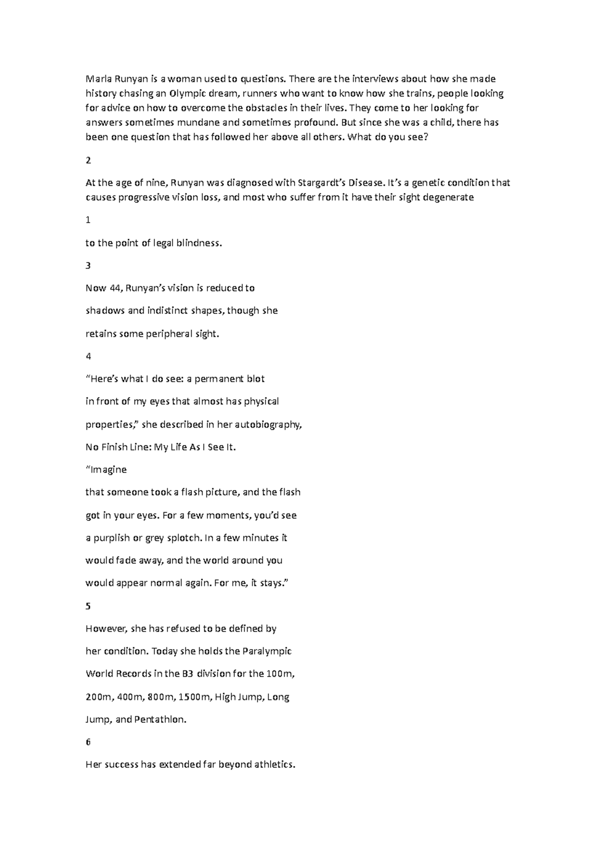 Marla Runyan is a woman used to questions - There are the interviews ...