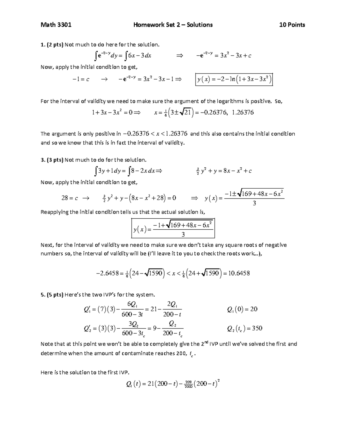 16 Spring Hwk 02 Soln Warning Tt Undefined Function 22 Math 3301 Homework Set 2