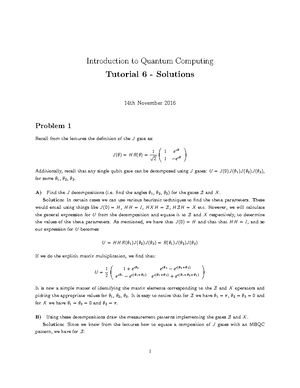 Tutorial 5Sol - Introduction to Quantum Computing Tutorial 5 ...