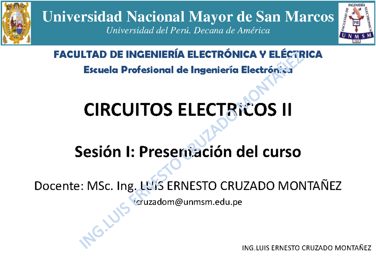 Circuitos Electricos II Unmsm - Universidad Nacional Mayor de San Marcos ####### Universidad del ...