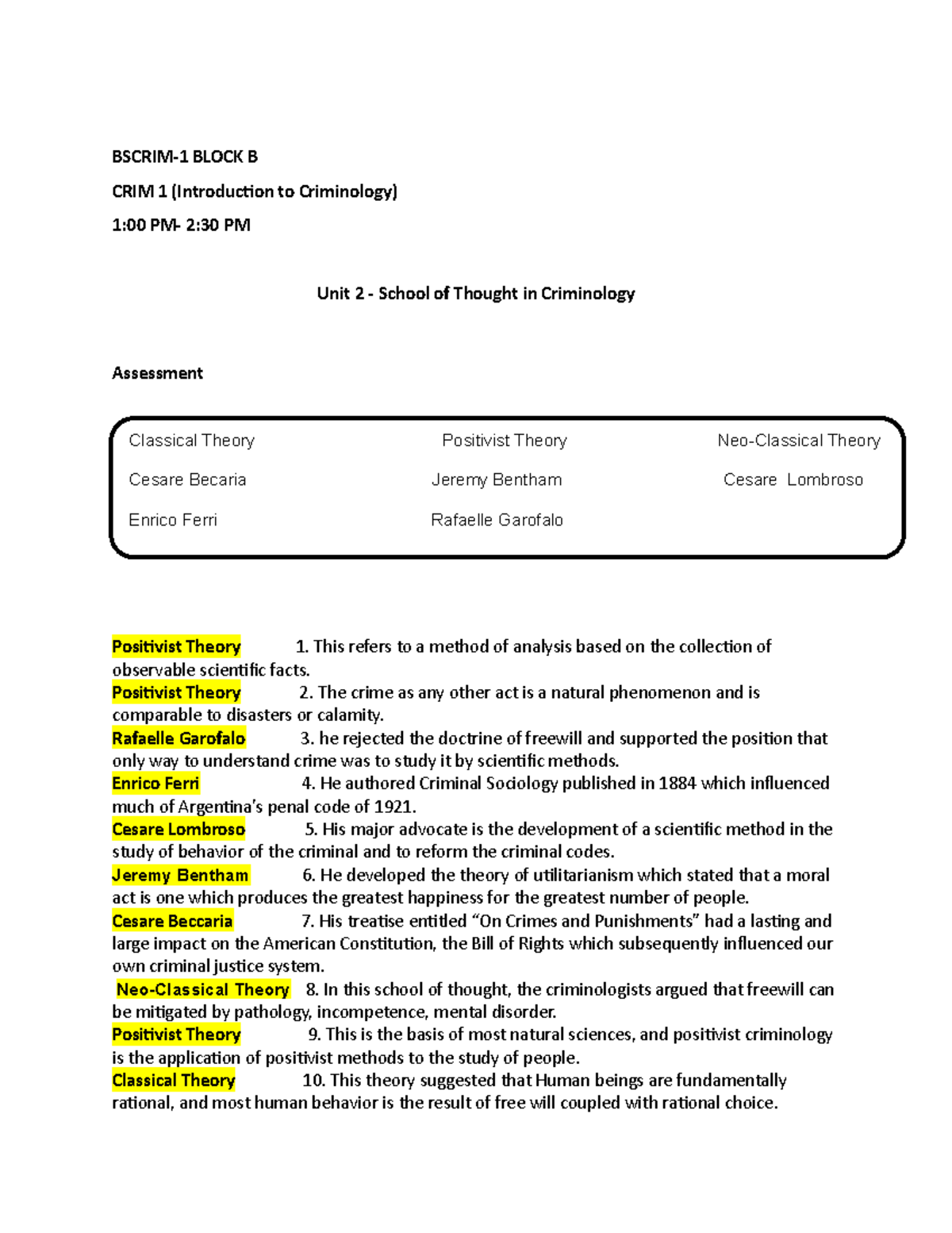 CRIM1 M1 U2 Assessment - Activities on Modules - BSCRIM-1 BLOCK B CRIM ...