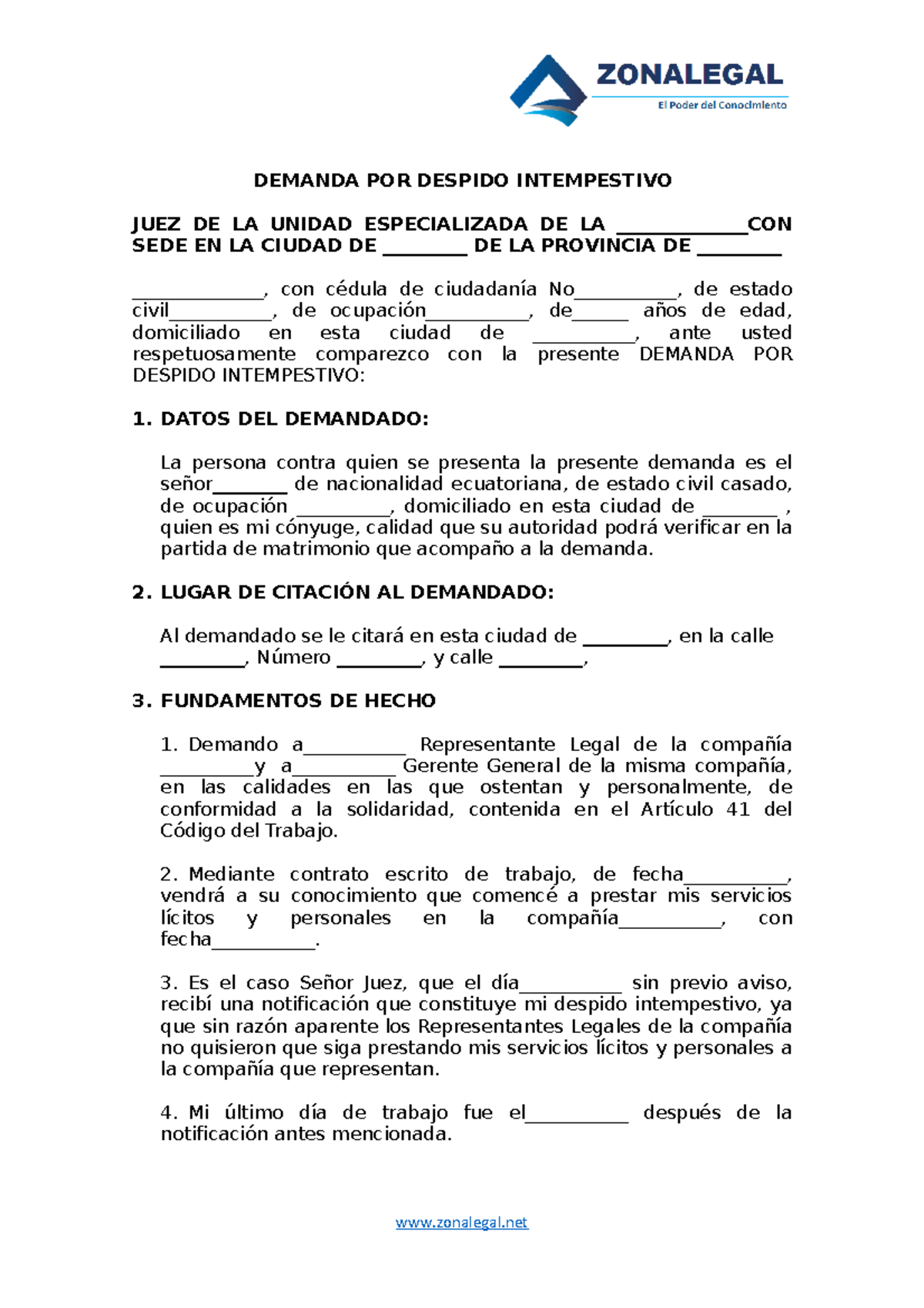 7.20. Demanda Despido Intempestivo (Rev) - DEMANDA POR DESPIDO ...