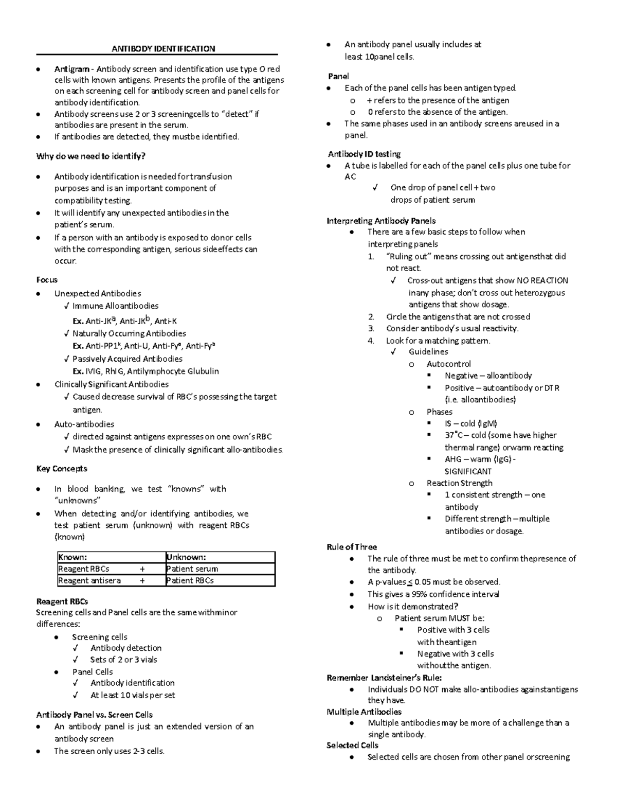 IH LAB - BLOOD BANK - ANTIBODY IDENTIFICATION Antigram - Antibody ...