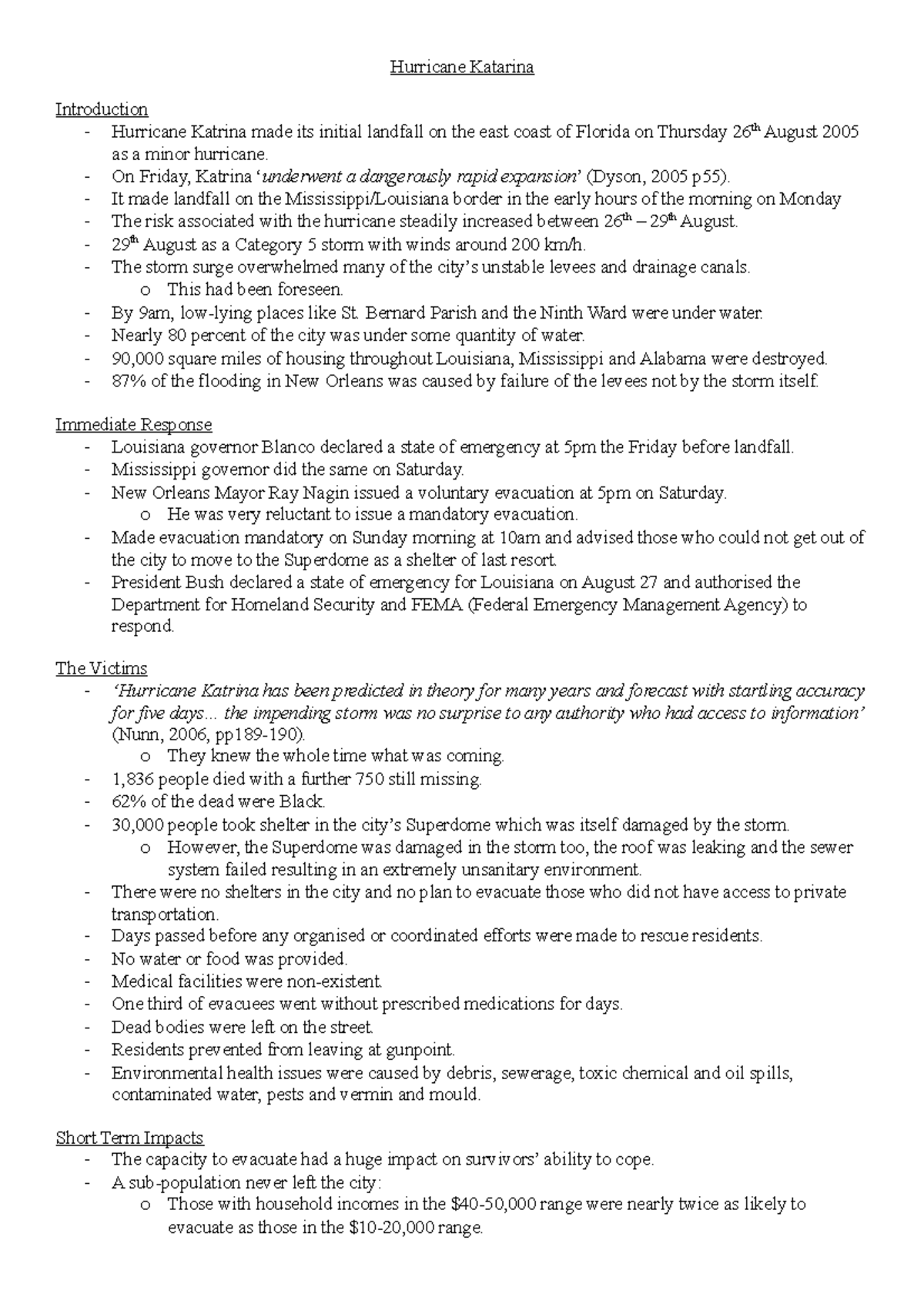 Hurricane Katarina - Second year module - Hurricane Katarina ...