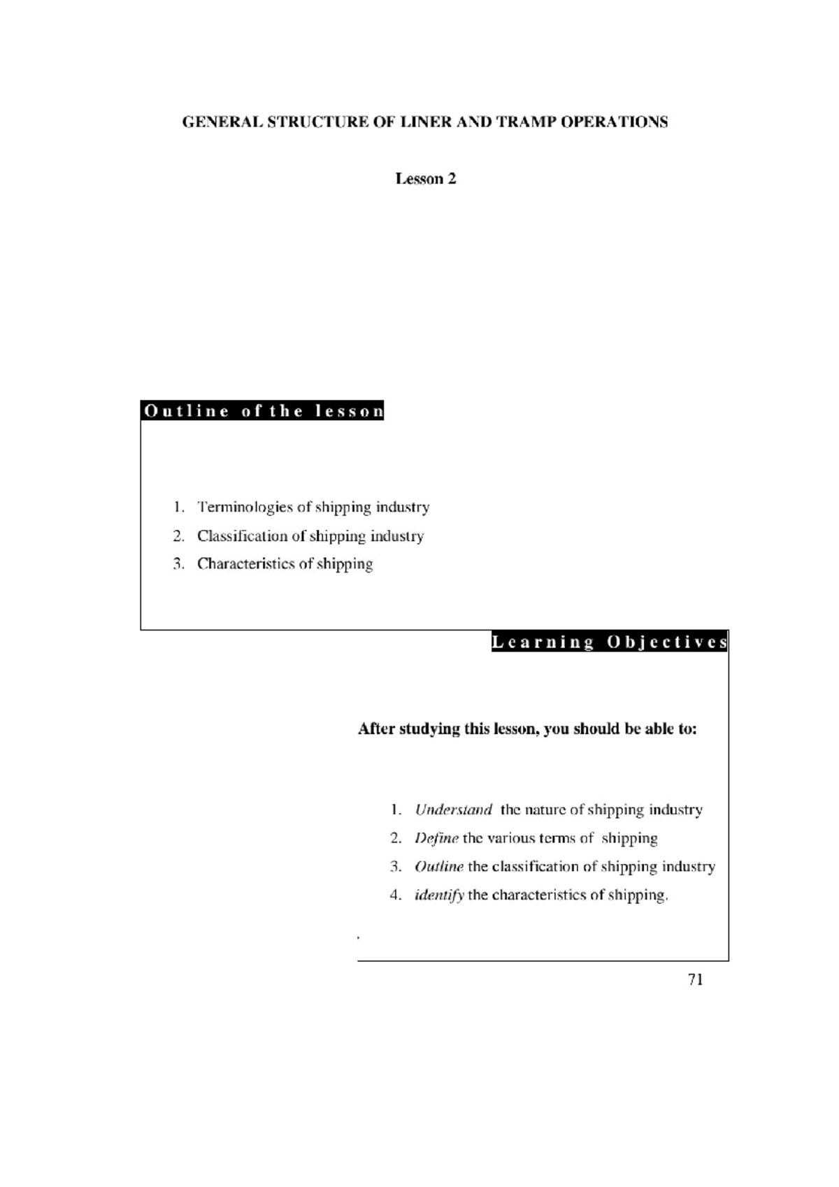 General Structure AND Linear Tramp Operation - International Marketing ...