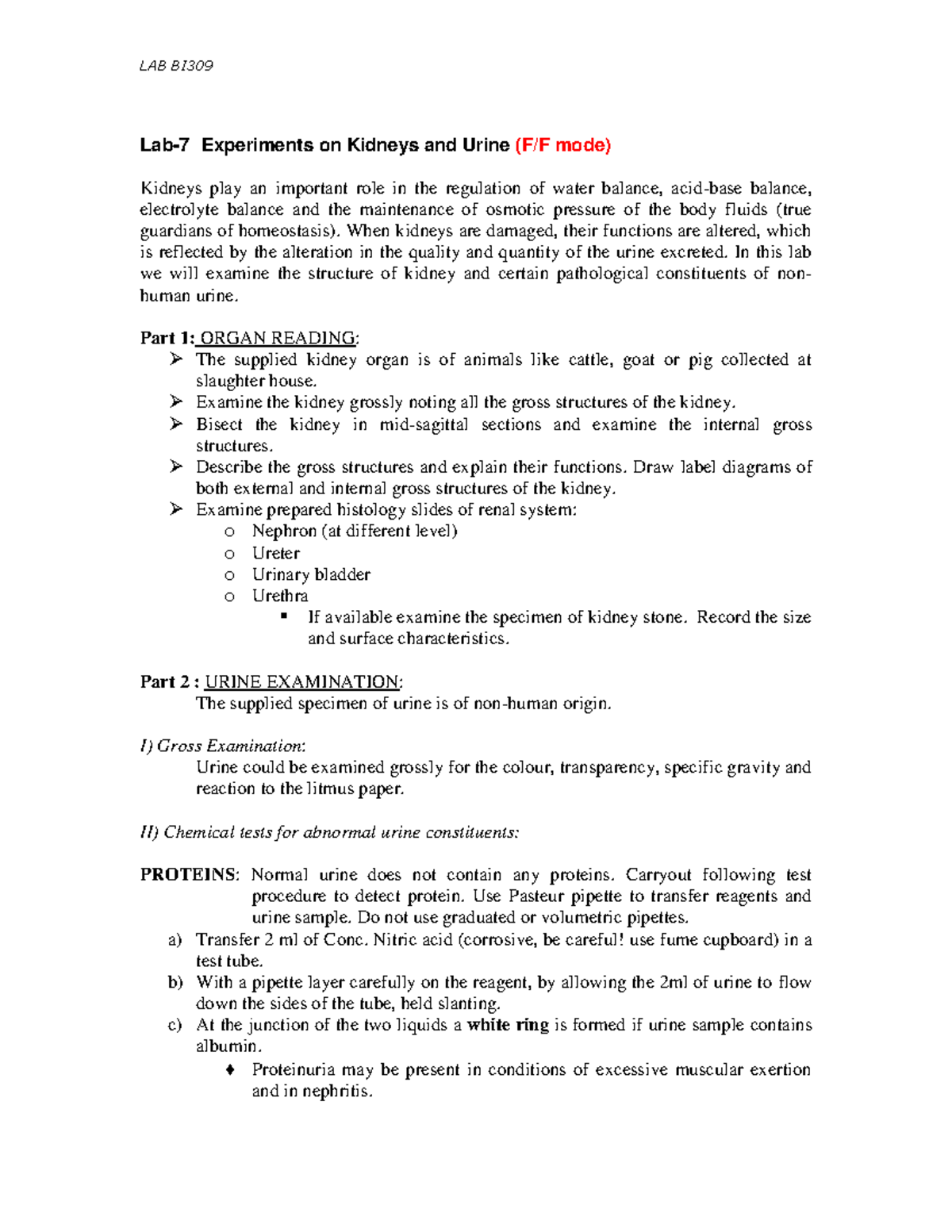Lab-7 Handout Experiments on kidneys - LAB BI Lab-7 Experiments on ...