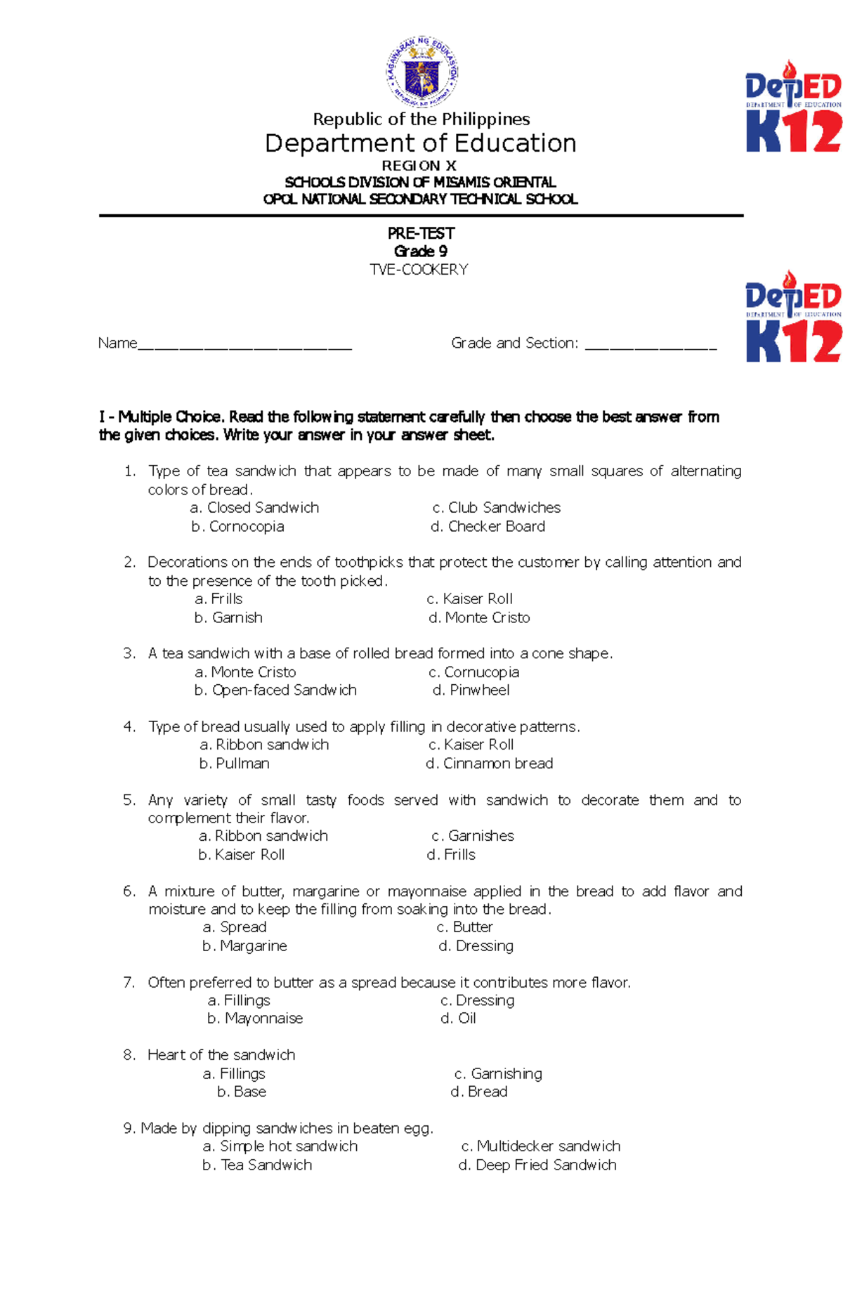 Pre test grade 9 - https://www.cdc.gov/disasters/volcanoes/during.html ...