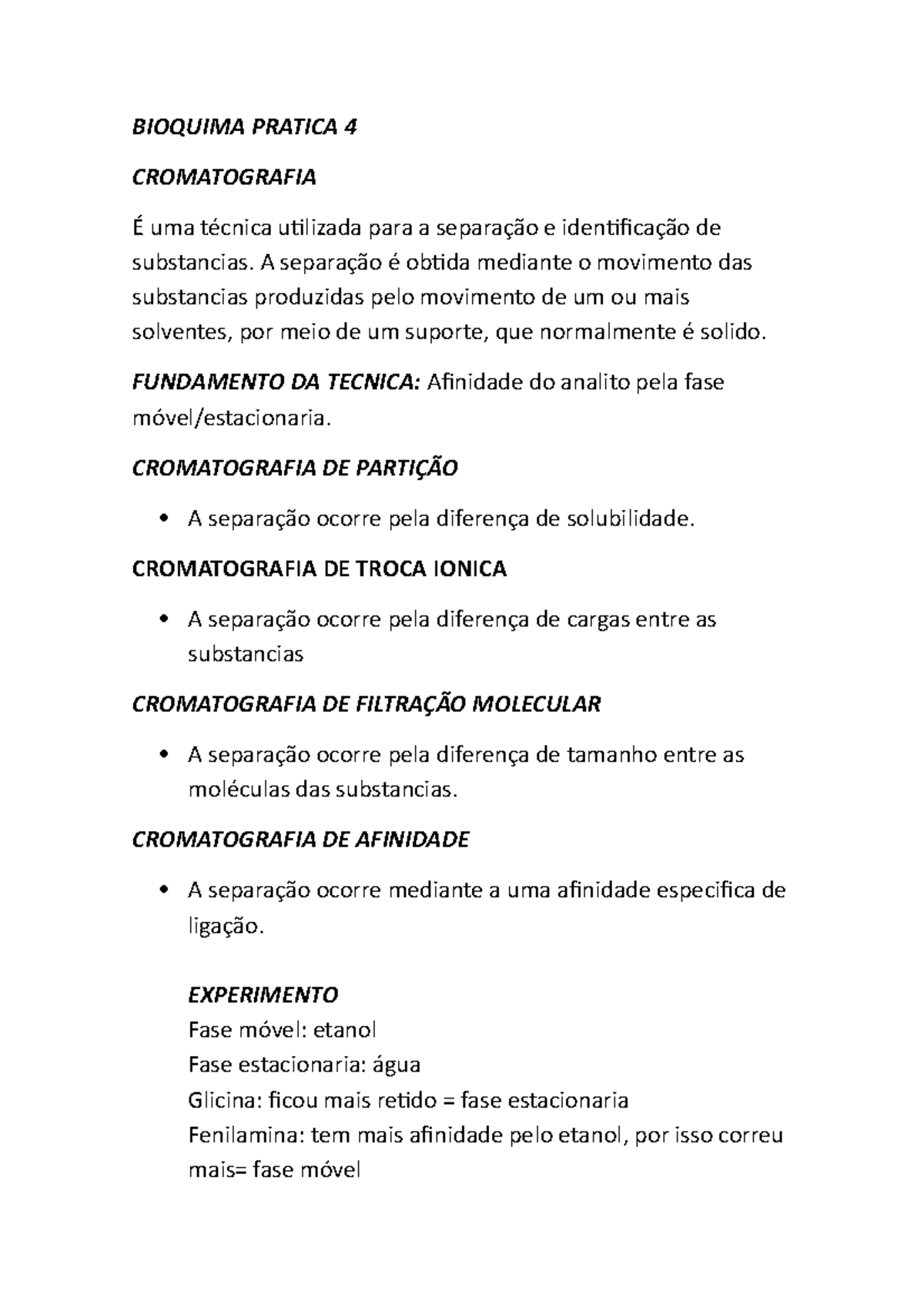 Bioquima Pratica 4 - Resumo Bioquímica - BIOQUIMA PRATICA 4 ...