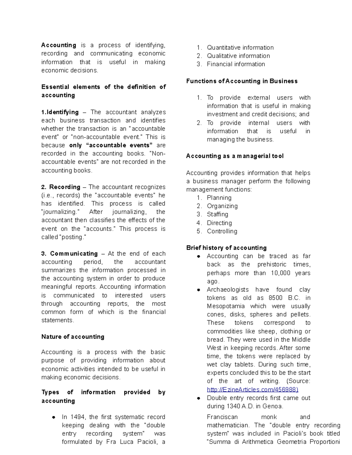 Essential Element of Accounting And Function - Accounting is a process ...