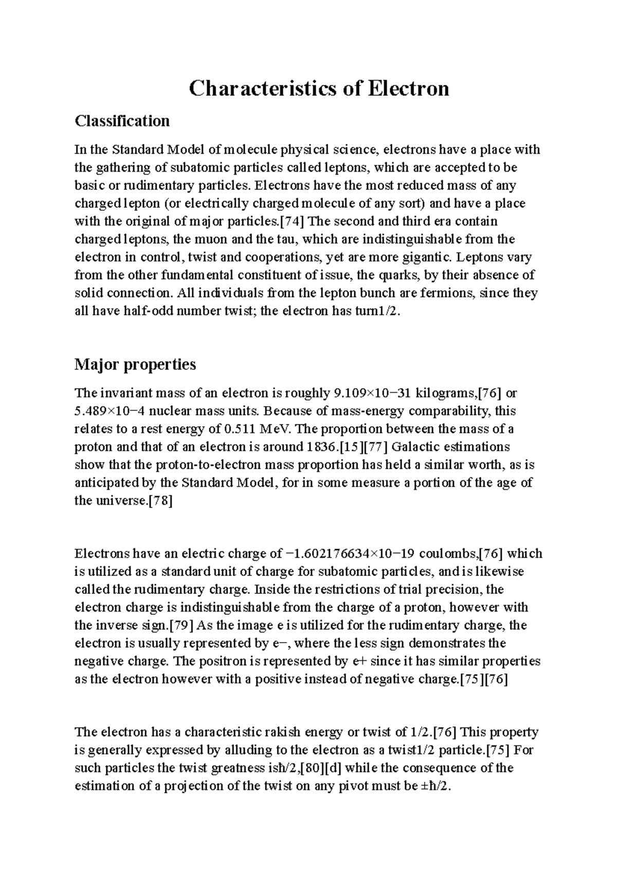 Characteristics of Electron - Characteristics of Electron ...