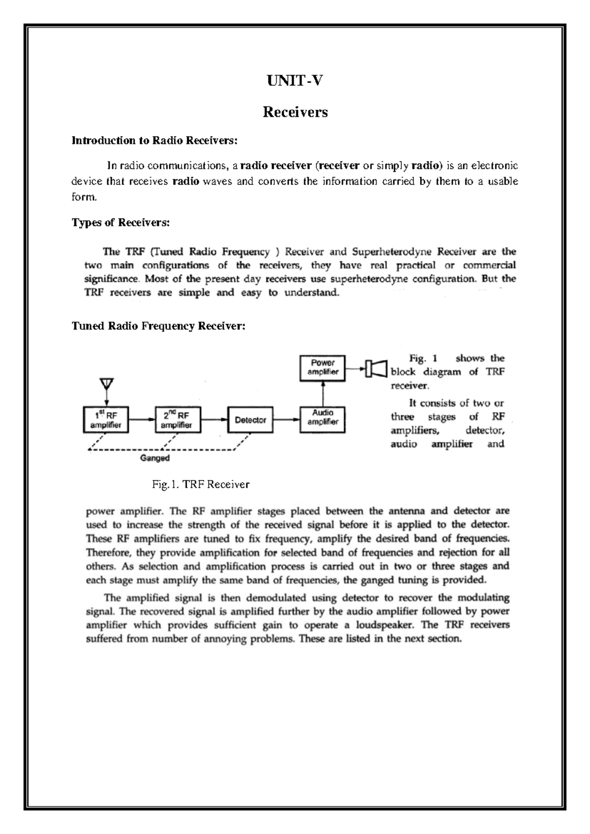 Integration of IC - UNIT-V Receivers Introduction to Radio Receivers ...