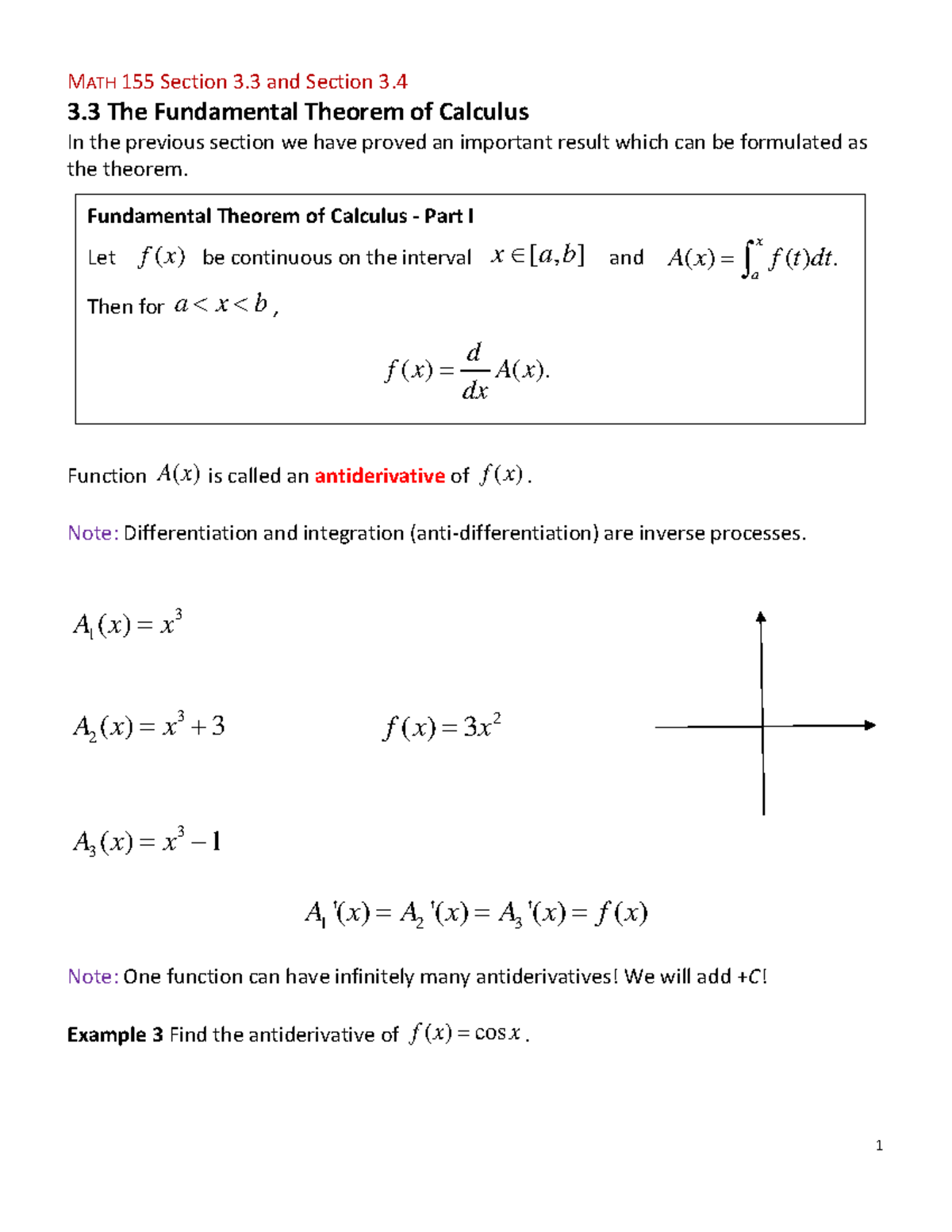 MATH 155 Section 3.3 and 3.4 updated - MATH 155 Section 3 and Section 3. 3 The Fundamental ...