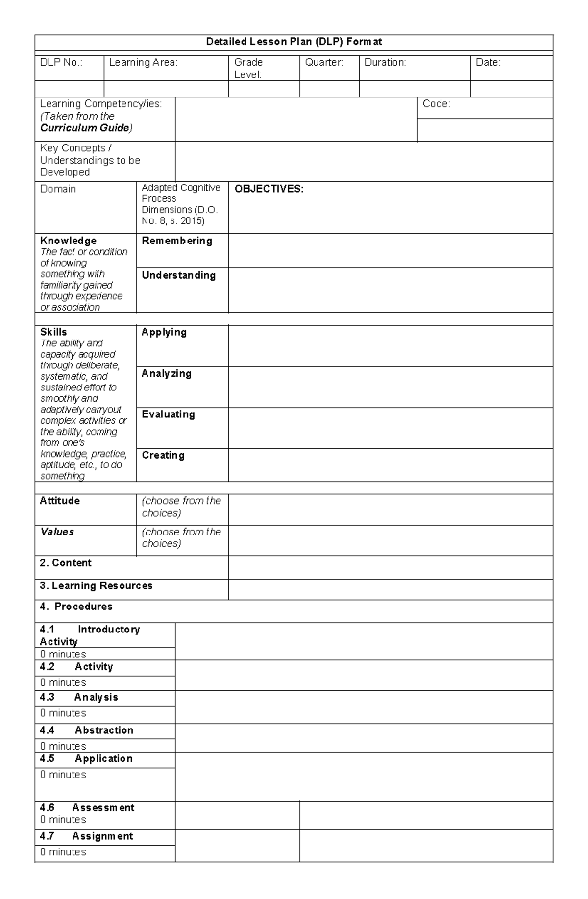 DLP -IN-WORD - None - Detailed Lesson Plan (DLP) Format DLP No ...