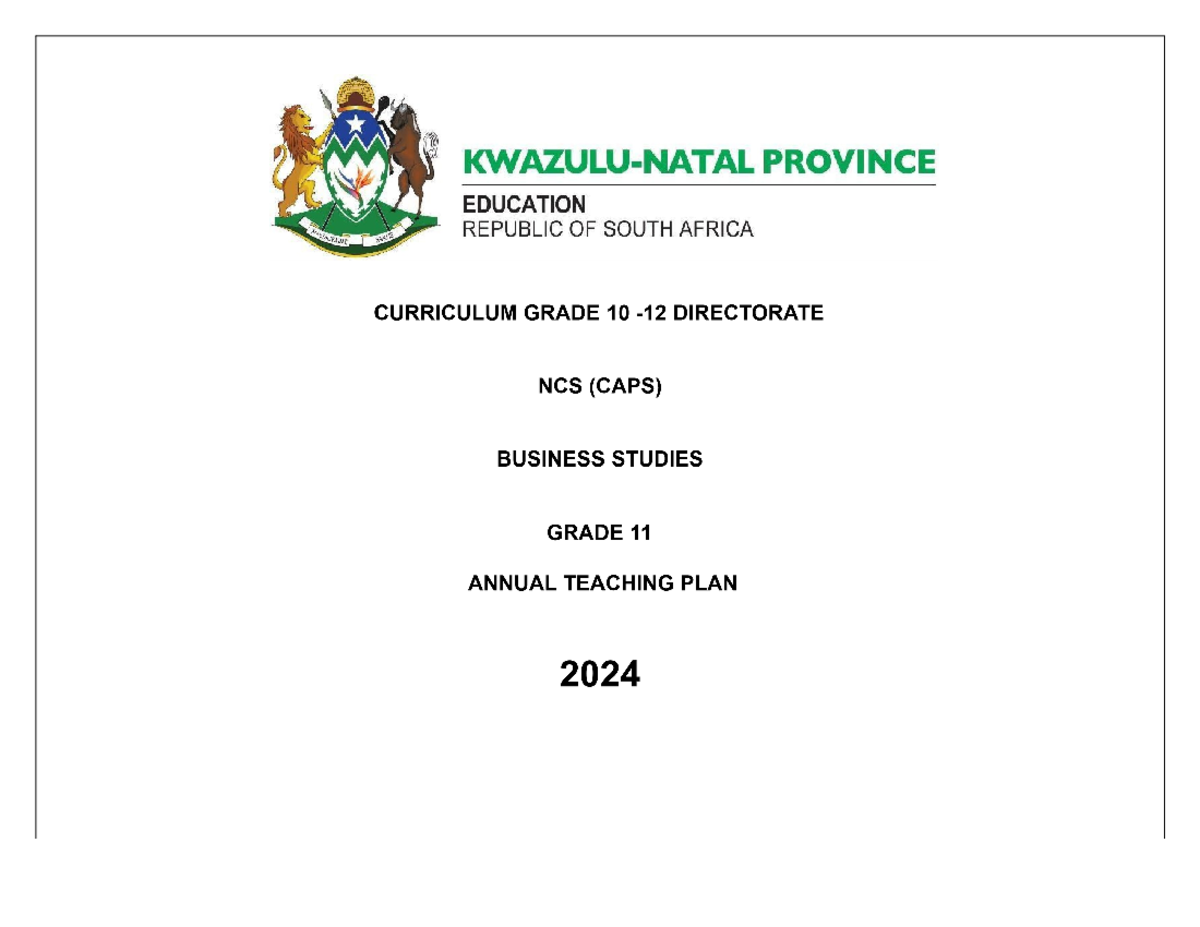 Grade 11 ATP 2024 - MANAGEMENT PLAN FOR BUSINESS STUDIES GRADE 11 ...